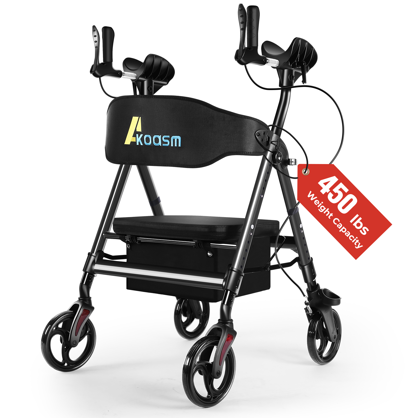 Heavy Duty Upright Walker, Rollator Walkers for Seniors, Foldable Stan